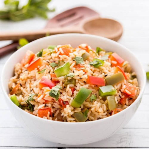 Spicy Bell Pepper Rice - Capsicum Rice - Cook With Manali