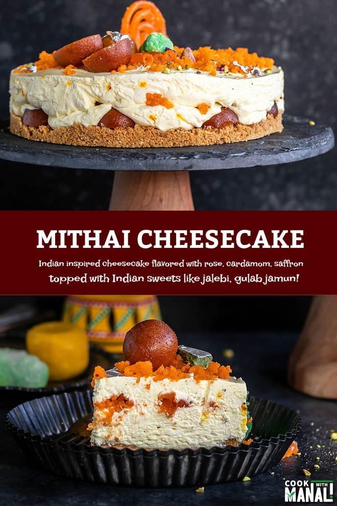 No-Bake Mithai Cheesecake - Cook With Manali