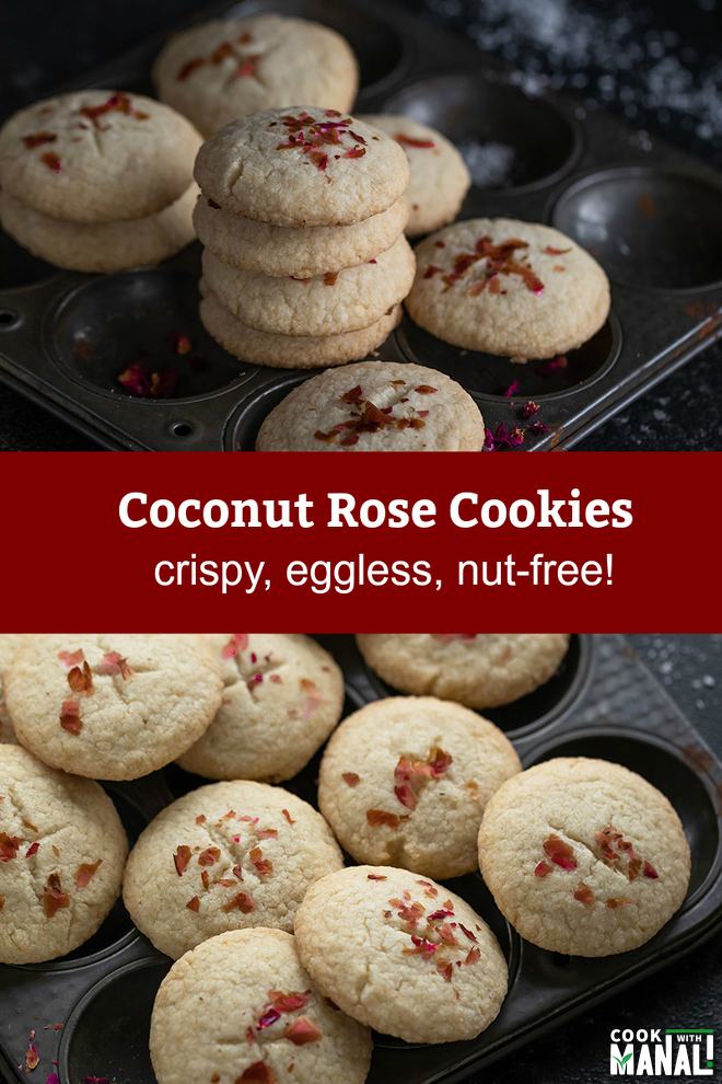 Coconut Rose Cookies - Cook With Manali