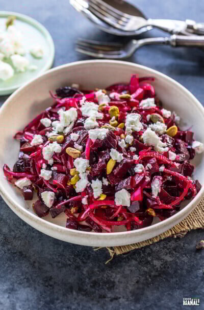 Roasted Beets with Pistachios & Goat Cheese - Cook With Manali