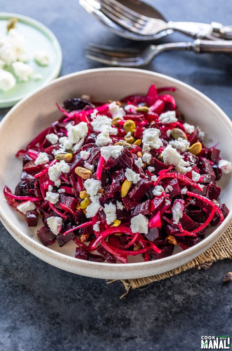 Roasted Beets with Pistachios & Goat Cheese - Cook With Manali