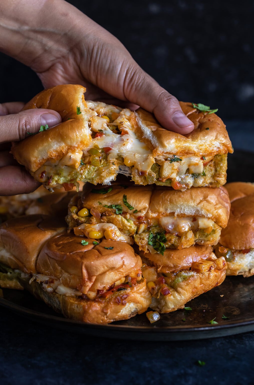 Cheesy Schezwan Paneer Sliders - Cook With Manali